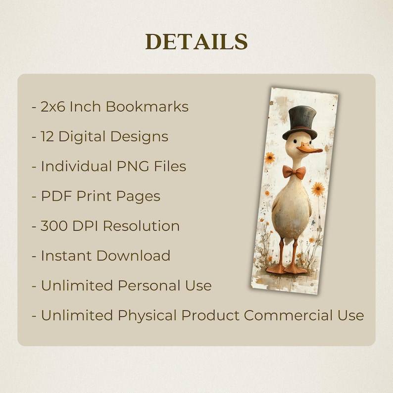 Whimsical Ducks Printable Bookmarks, High Quality Digital Images ...