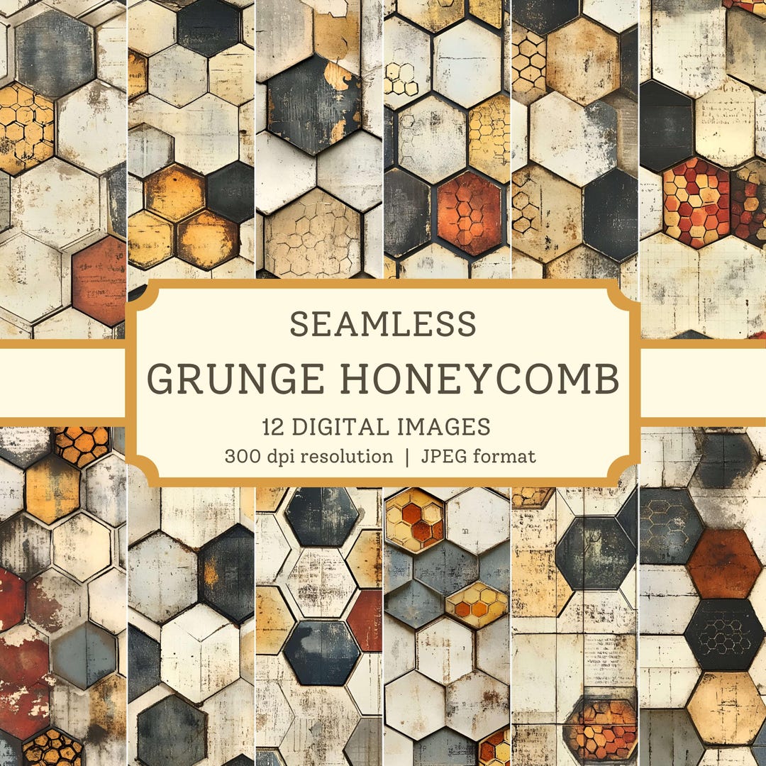 Grunge Honeycomb Digital Paper, High Quality Seamless Images, Printable ...