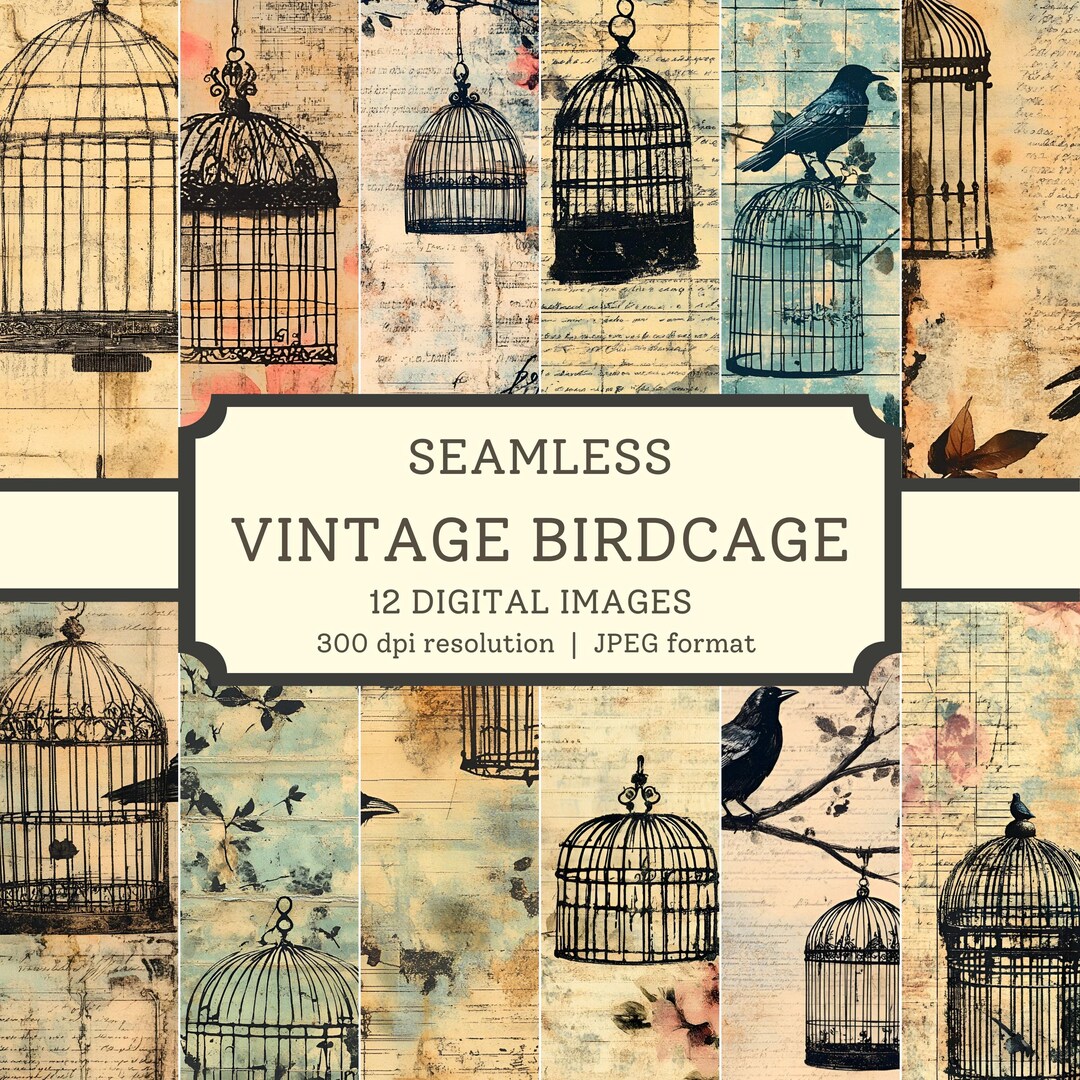 Vintage Birdcage Digital Paper, High Quality Seamless Images, Printable ...