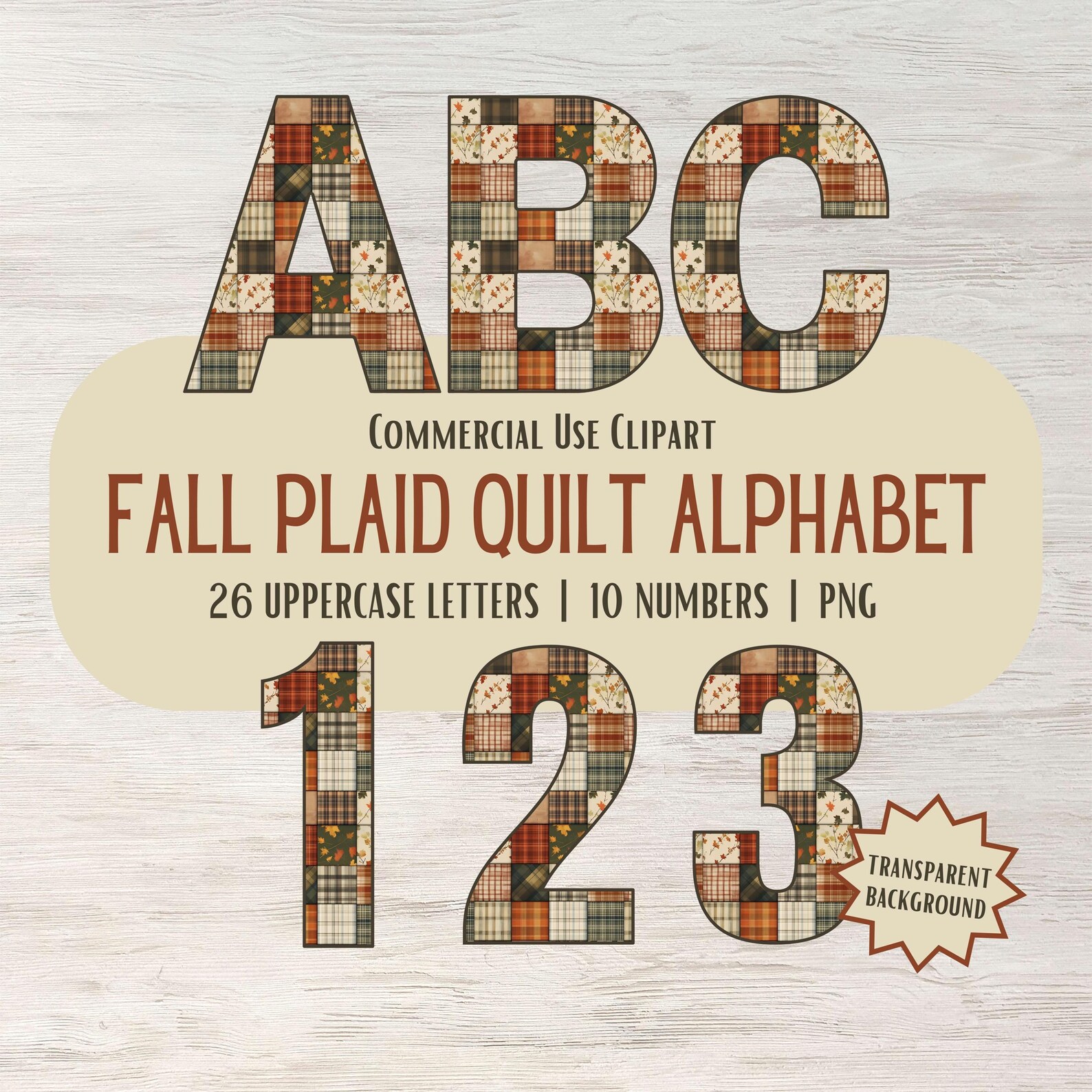 Fall Plaid Quilt Alphabet PNG, A to Z Letters, 0 to 9 Numbers, High ...