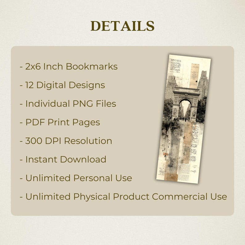 Grunge New York City Printable Bookmarks, High Quality Digital Images ...
