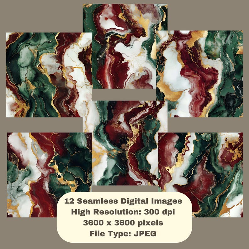 Red & Green Marble Seamless Digital Paper, High Quality Images ...