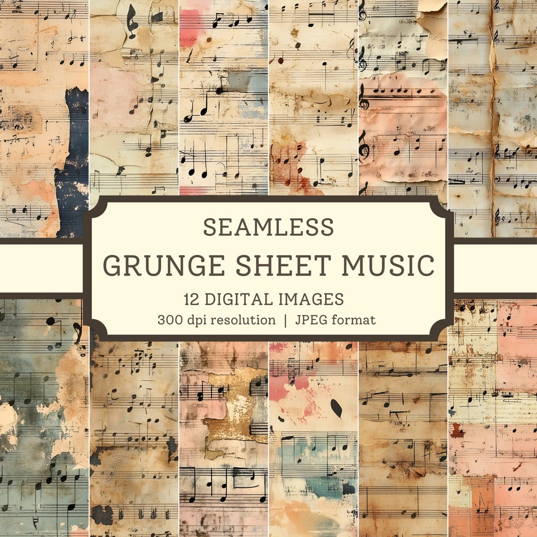 Grunge Sheet Music Digital Paper, High Quality Seamless Images ...