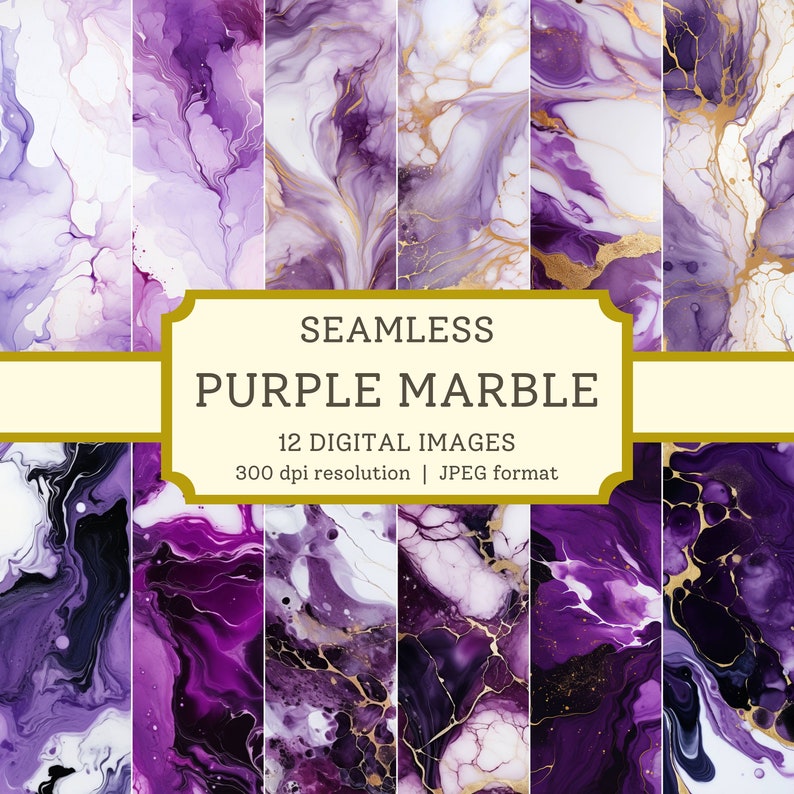 Purple Marble Seamless Digital Designs, Printable Scrapbook Paper ...