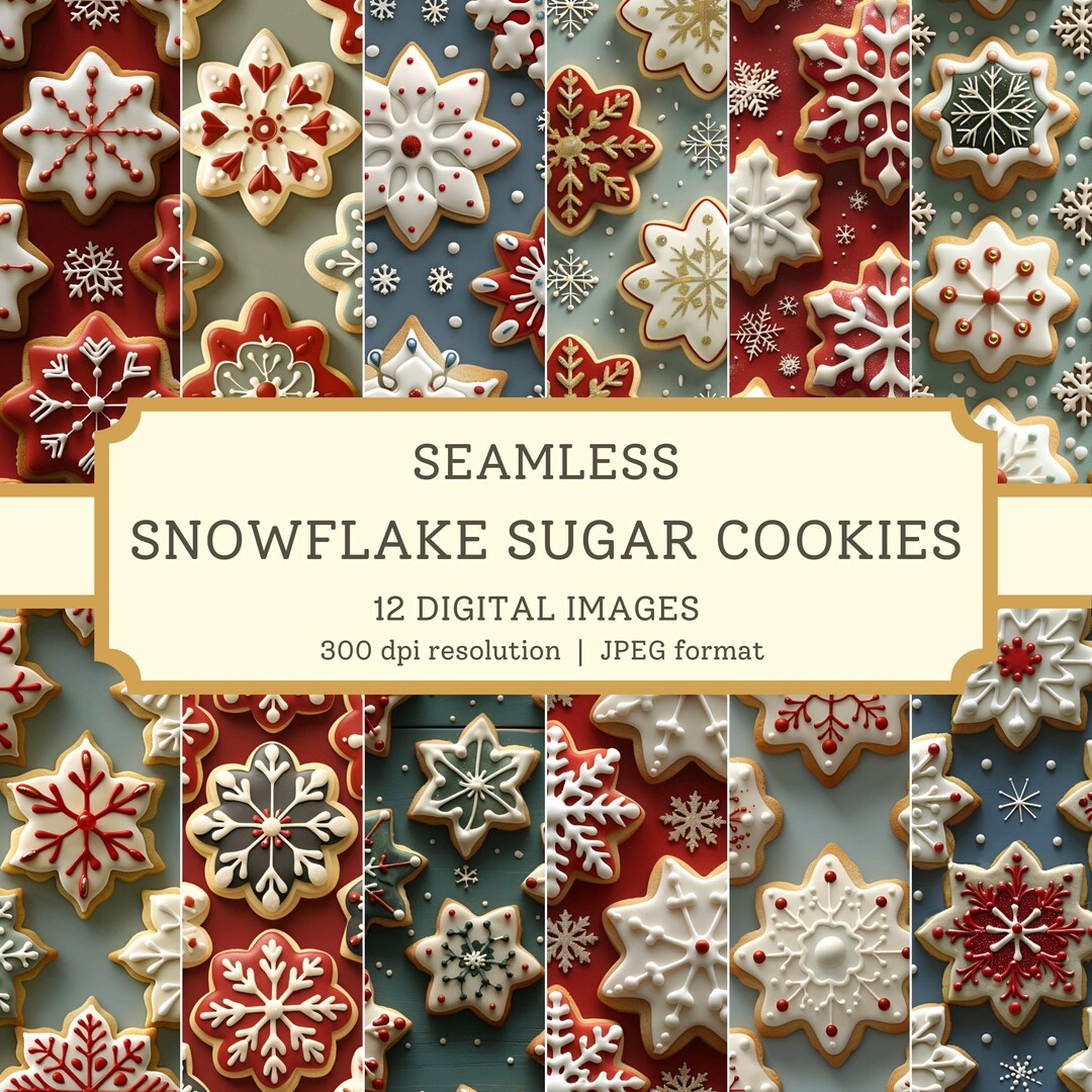 Snowflake Sugar Cookies Digital Paper, High Quality Seamless Images ...