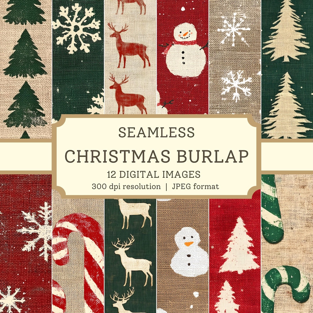 Christmas Burlap Digital Paper, High Quality Seamless Images, Printable ...