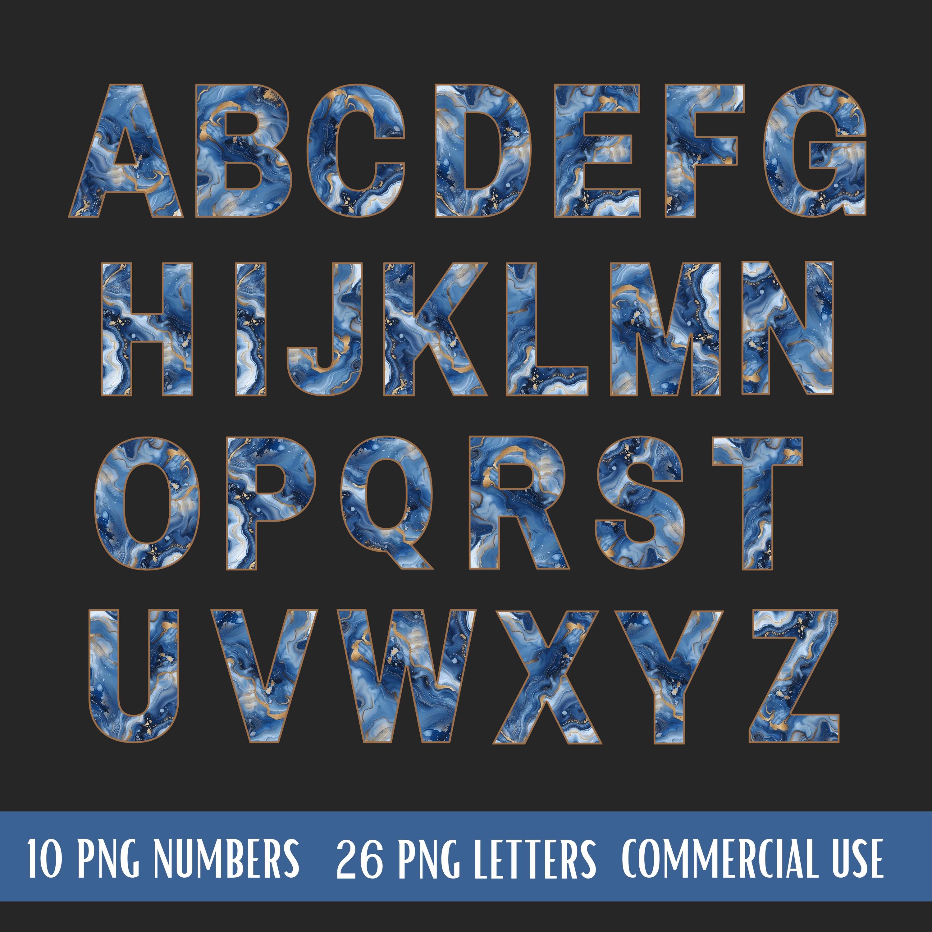 Blue Marble Alphabet PNG, A to Z Letters, 0 to 9 Numbers, High ...