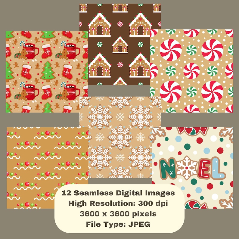 Gingerbread Digital Paper, 12 High Quality Seamless Images, Printable ...