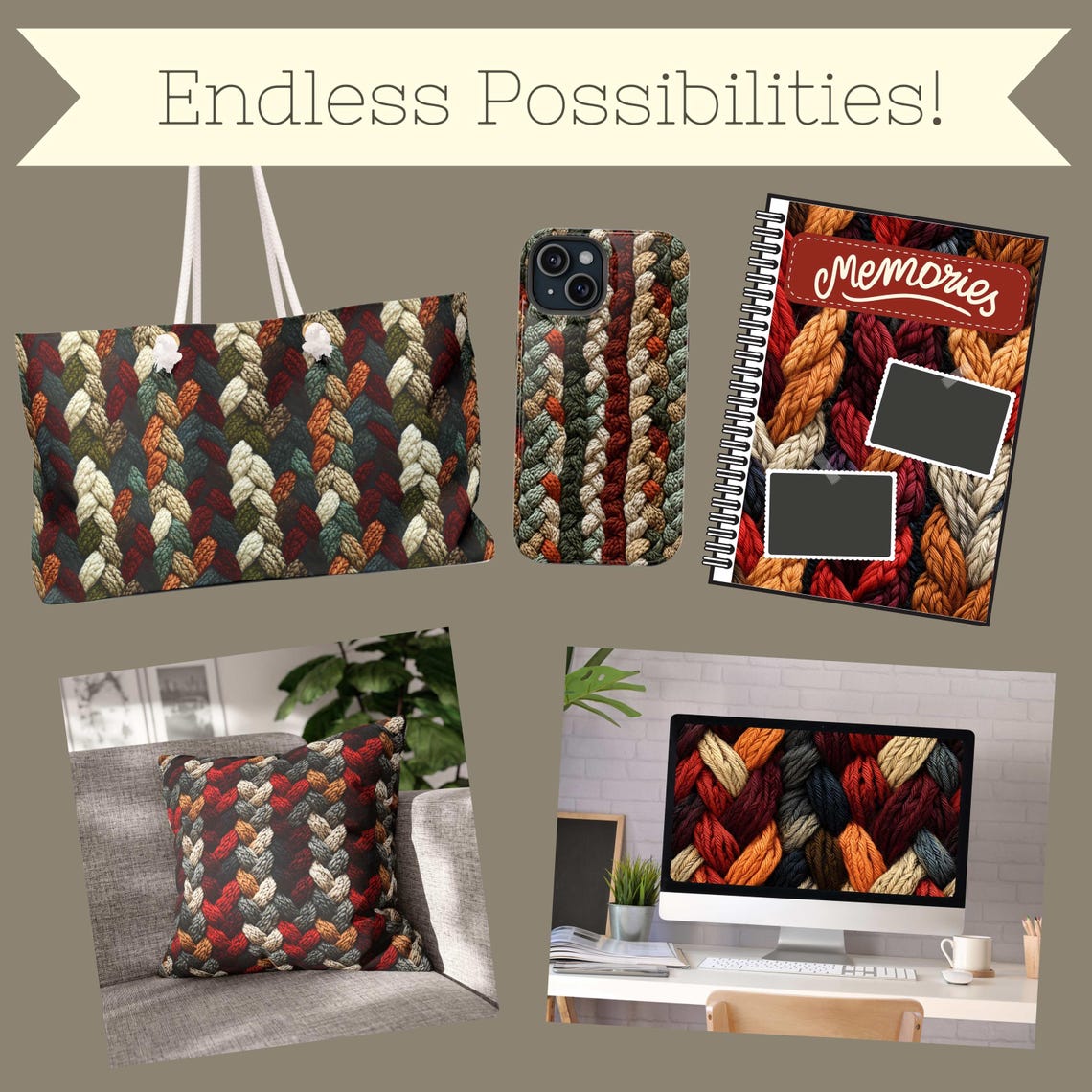 Autumnal Chunky Knit Digital Paper, High Quality Seamless Images ...