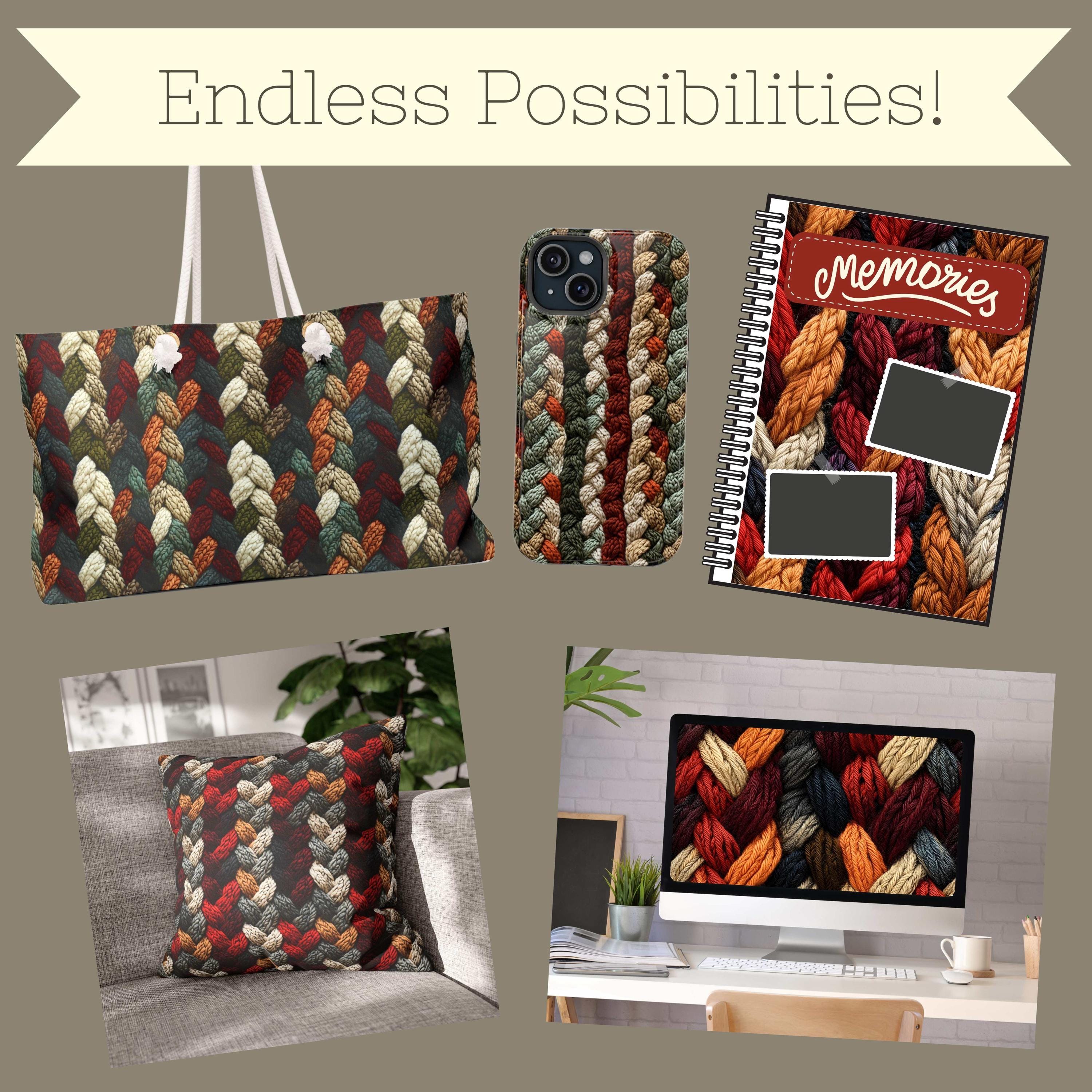 Autumnal Chunky Knit Digital Paper, High Quality Seamless Images ...