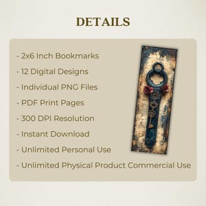 Grunge Skeleton Key Printable Bookmarks, High Quality Digital Images ...