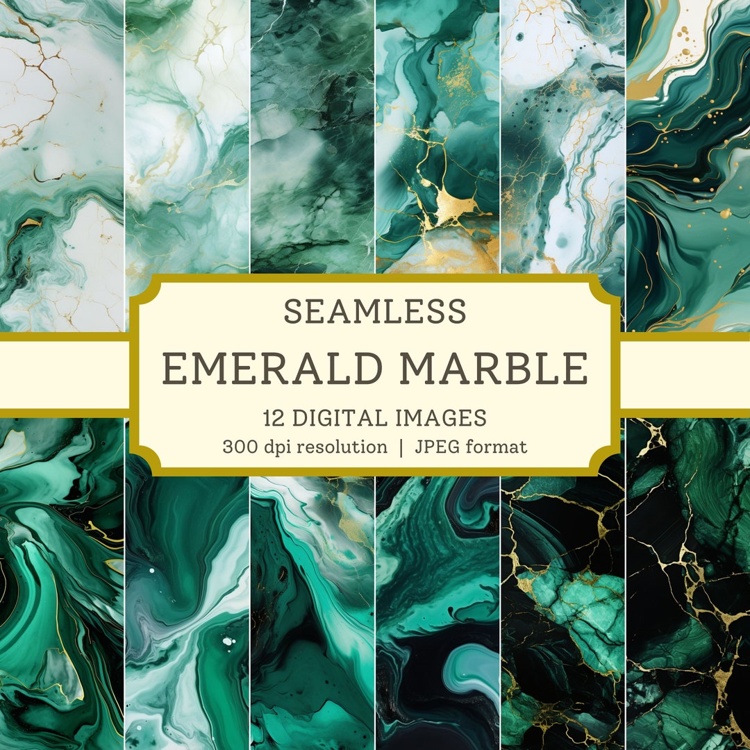 Emerald Marble Seamless Digital Designs, Printable Scrapbook Paper ...