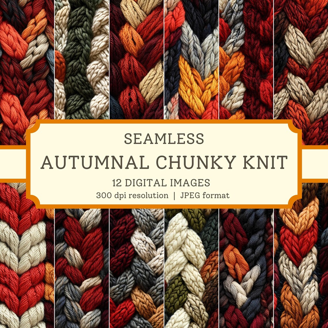 Autumnal Chunky Knit Digital Paper, High Quality Seamless Images ...