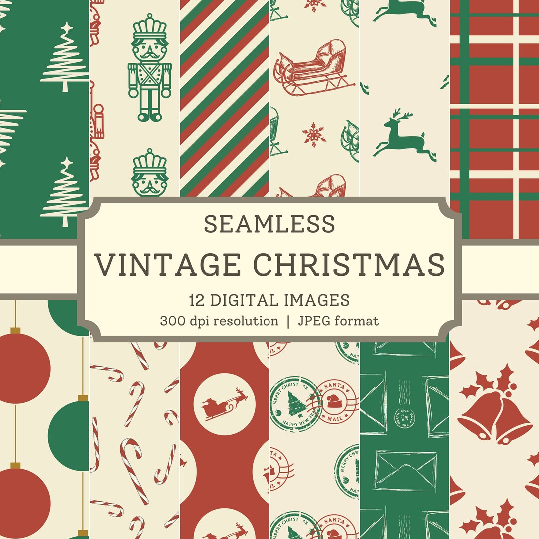 Vintage Christmas Digital Paper, High Quality Seamless Images ...