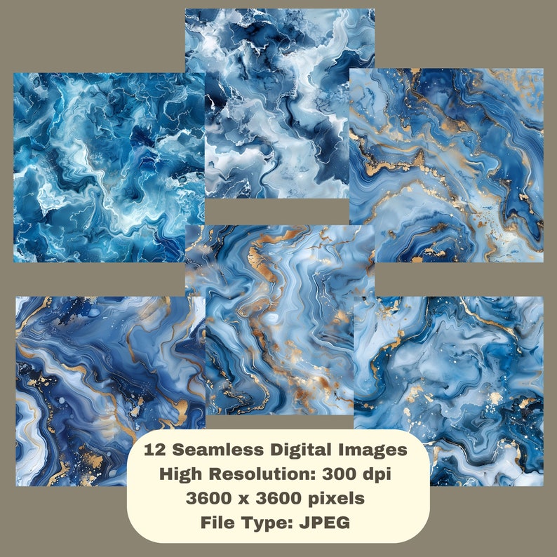 Blue Marble Seamless Digital Designs, Printable Scrapbook Paper ...