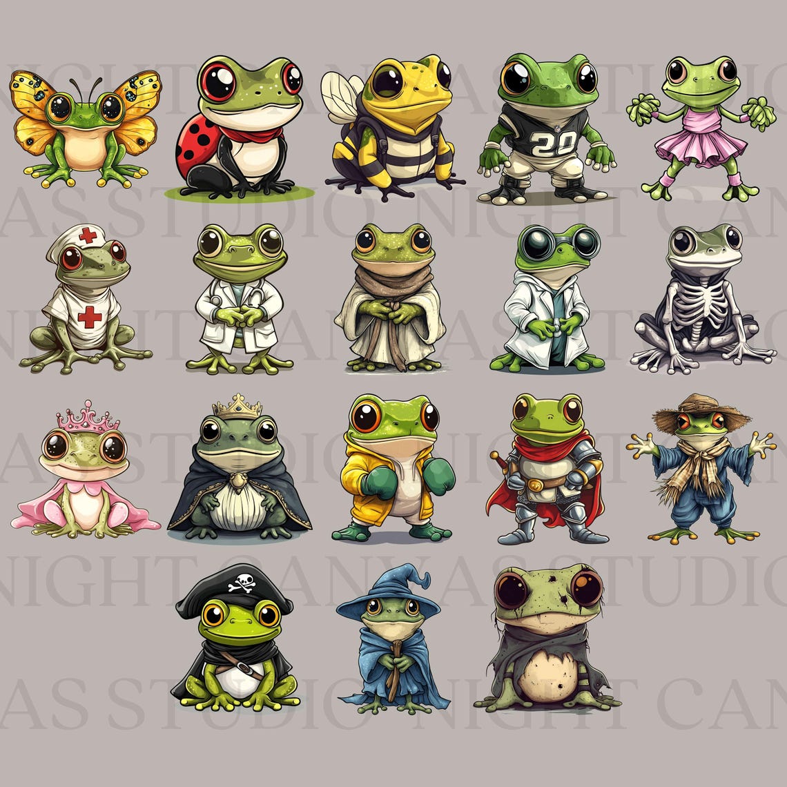 Halloween Frogs Clipart Bundle, High Quality PNG, Transparent ...
