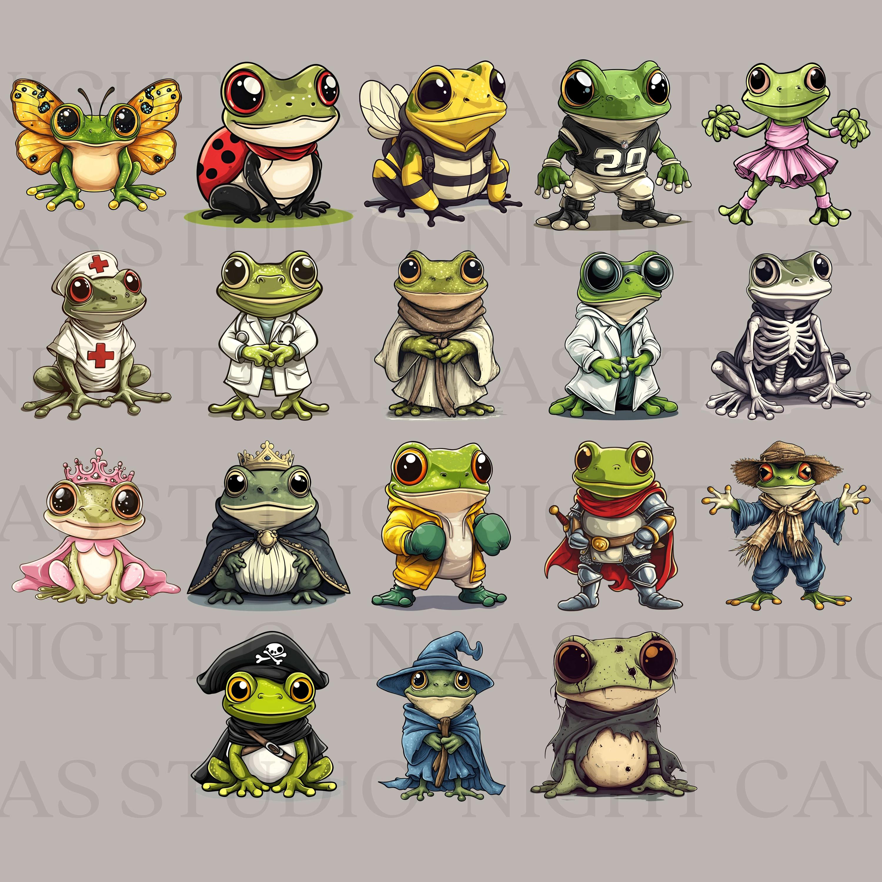 Halloween Frogs Clipart Bundle, High Quality PNG, Transparent ...