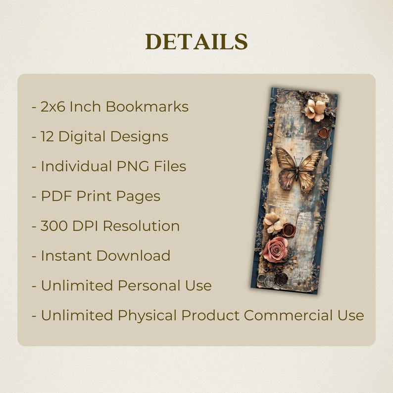 Grunge Butterflies Printable Bookmarks, High Quality Digital Images ...