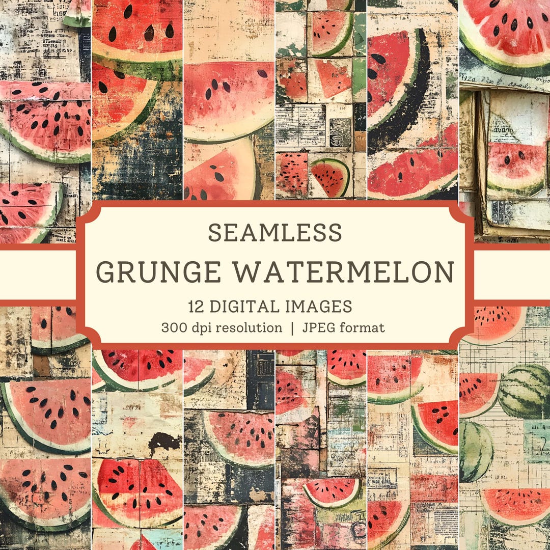 Grunge Watermelon Digital Paper, High Quality Seamless Images, Food ...