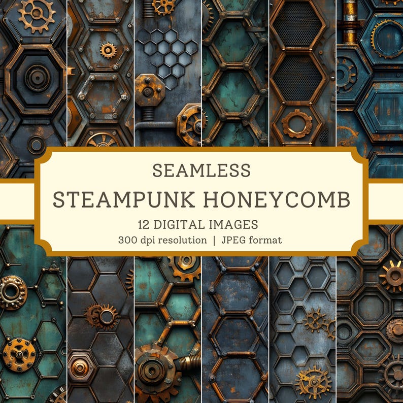 Steampunk Honeycomb Digital Paper, High Quality Seamless Images ...