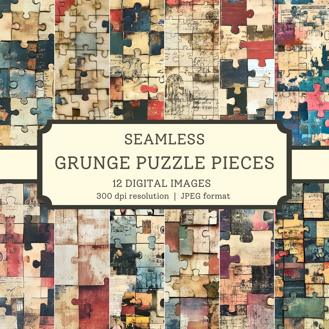 Grunge Puzzle Pieces Digital Paper, High Quality Seamless Images ...