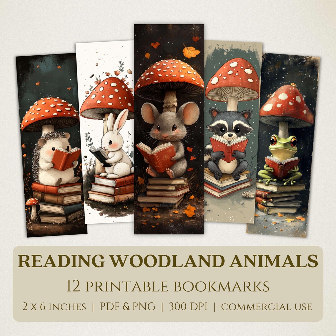 Reading Woodland Animals Printable Bookmarks, High Quality Digital ...