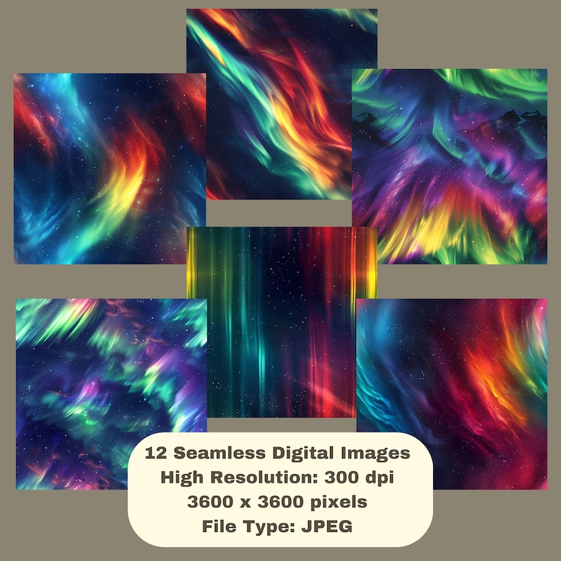 Aurora Borealis Digital Paper, High Quality Seamless Images, Northern ...