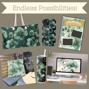 Green & Gold Floral Digital Paper, 12 High Quality Seamless Images ...