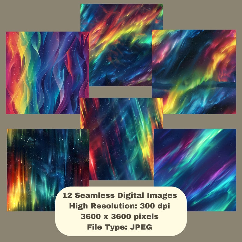 Aurora Borealis Digital Paper, High Quality Seamless Images, Northern ...