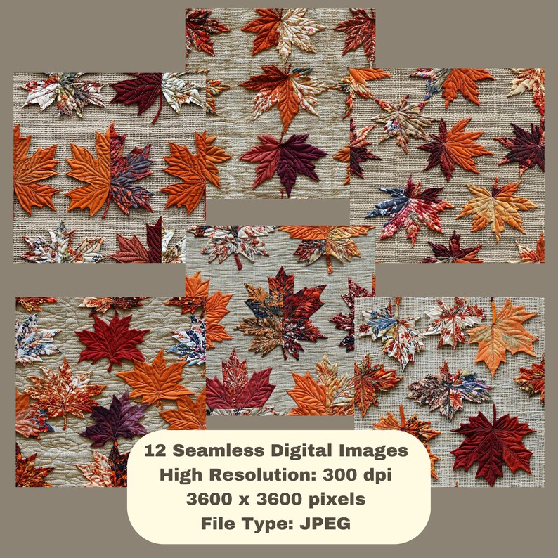 Quilted Autumn Leaves Digital Paper, High Quality Seamless Images ...