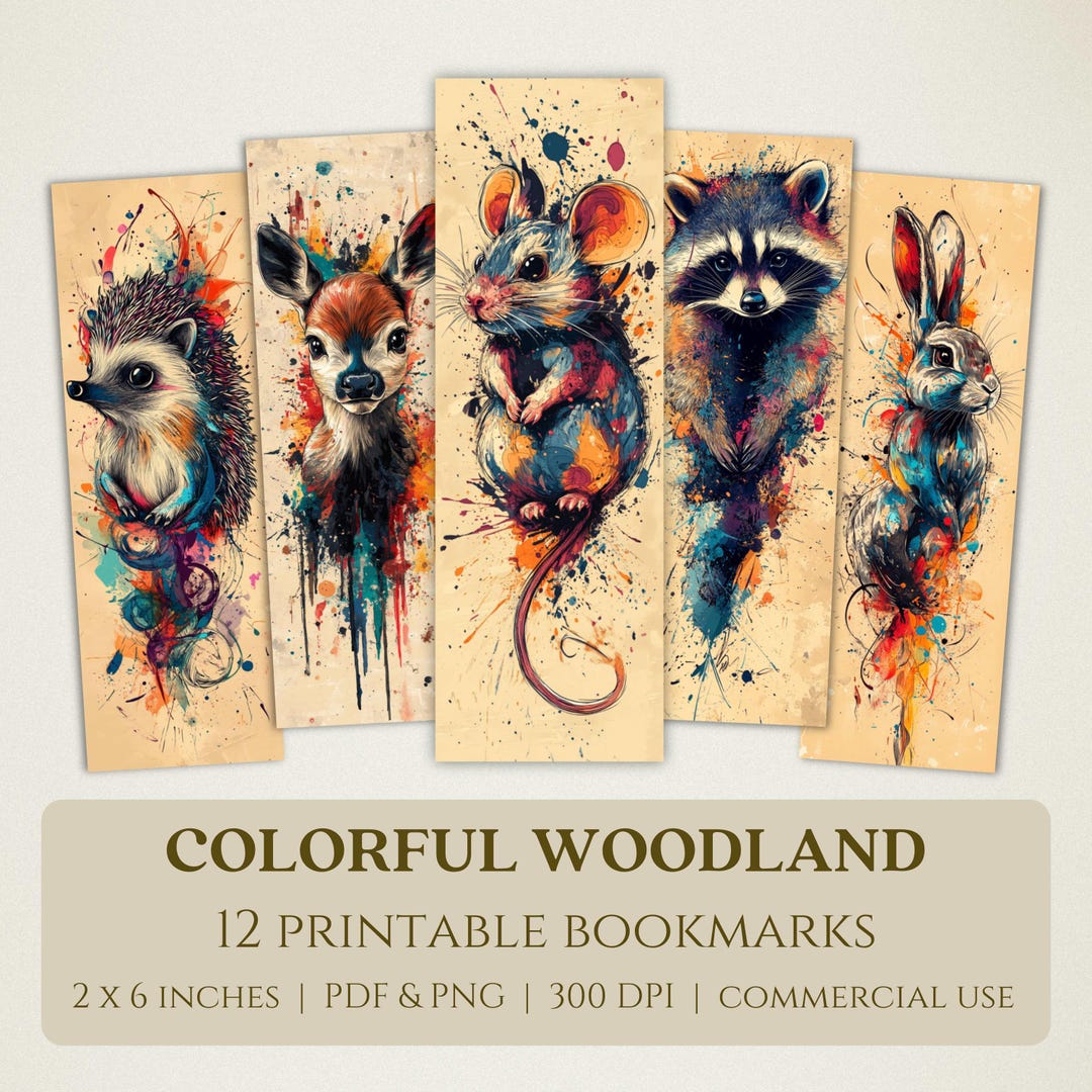 Colorful Woodland Animal Printable Bookmarks, High Quality Digital ...
