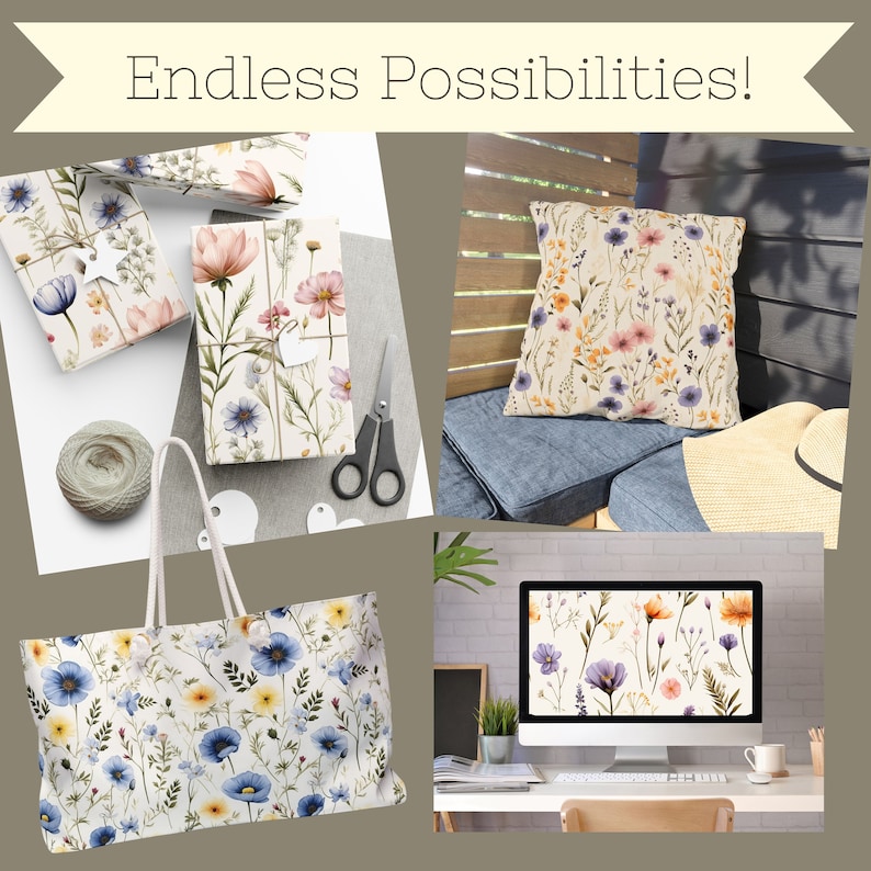 Pressed Wildflowers Digital Paper, 12 High Quality Seamless Images ...