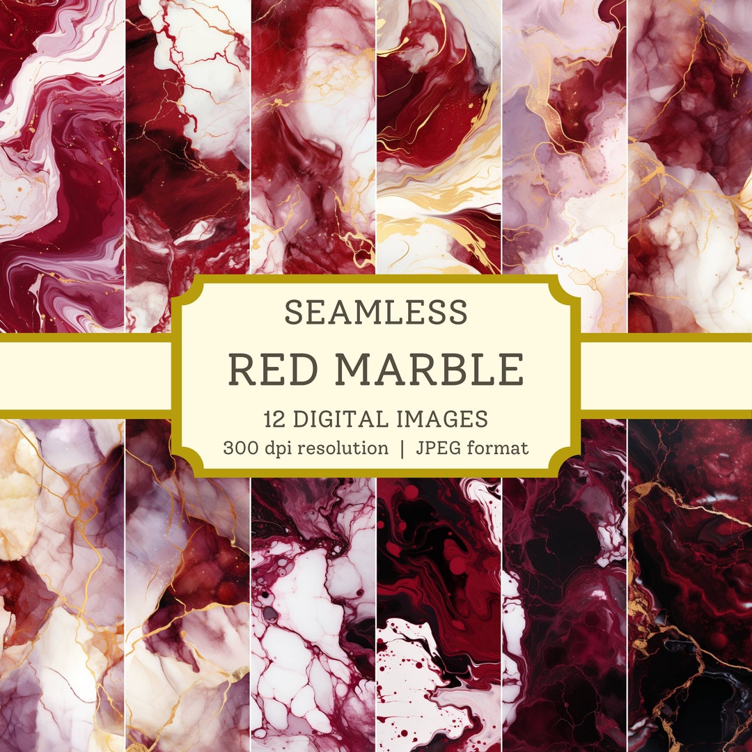 Red Marble Seamless Digital Designs, Printable Scrapbook Paper/ Textile ...