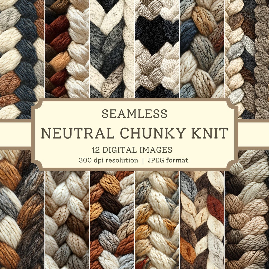 Neutral Chunky Knit Digital Paper, High Quality Seamless Images ...