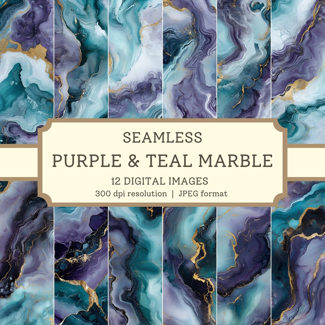 Purple & Teal Marble Seamless Digital Paper, High Quality Images ...