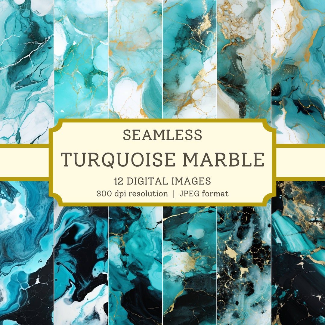 Turquoise Marble Seamless Digital Designs, Printable Scrapbook Paper ...