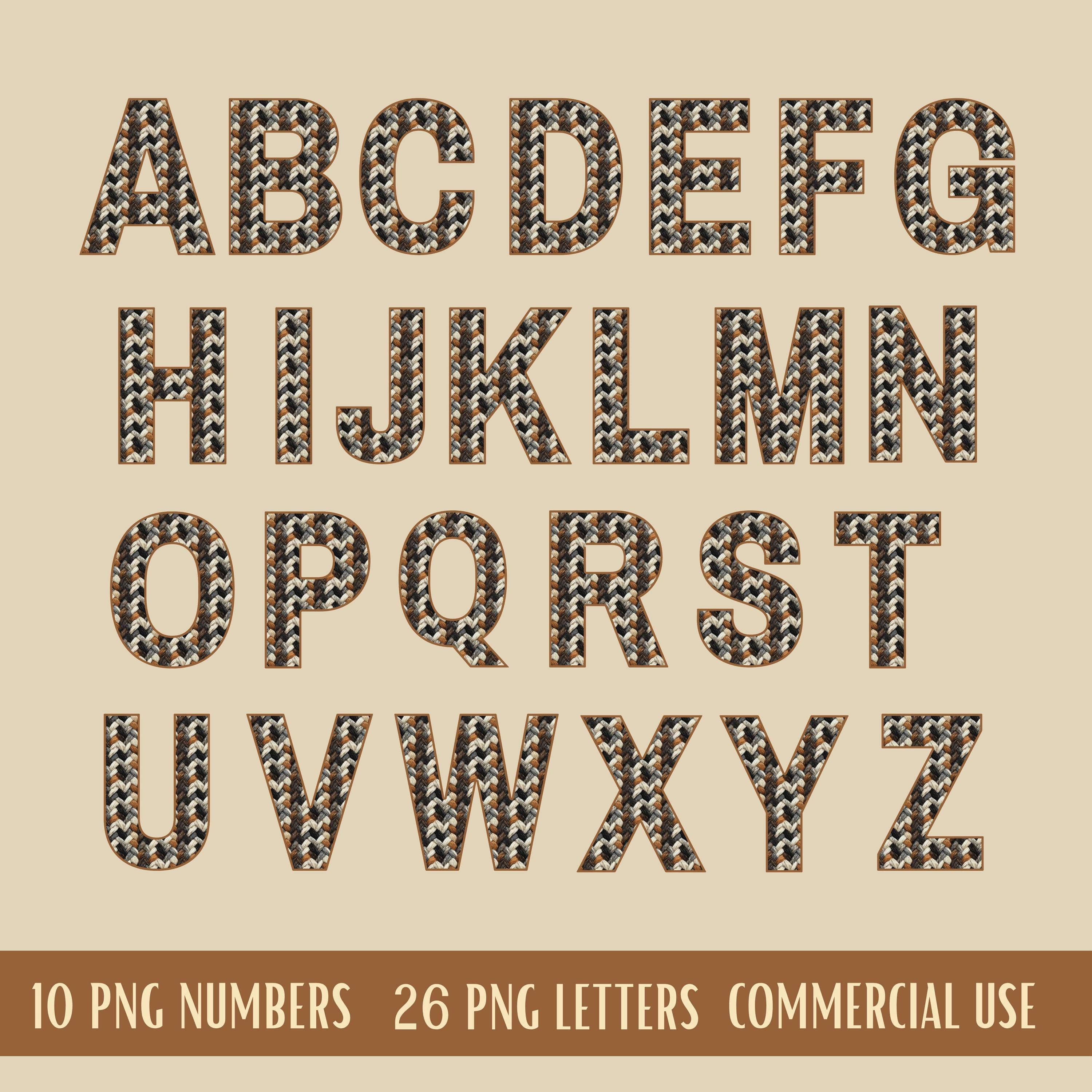 Neutral Chunky Knit Alphabet PNG, A to Z Letters, 0 to 9 Numbers, High ...