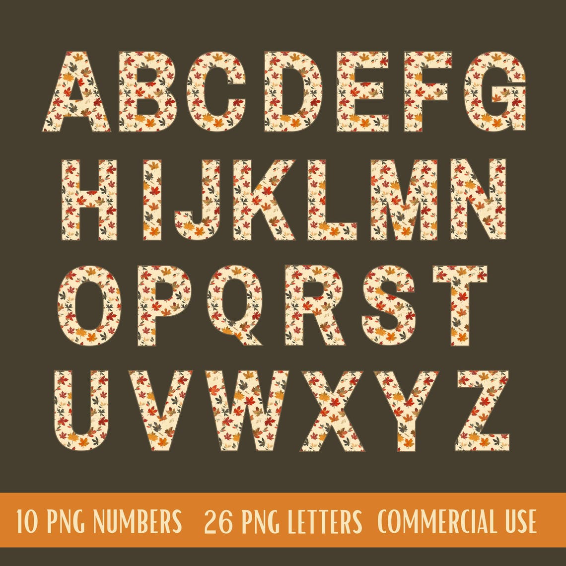 Autumn Leaves Alphabet PNG, A to Z Letters, 0 to 9 Numbers, High ...
