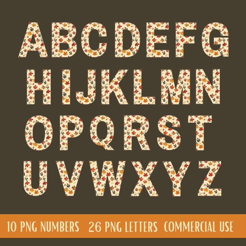 Autumn Leaves Alphabet PNG, A to Z Letters, 0 to 9 Numbers, High ...