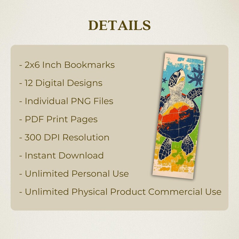 Linocut Sea Turtles Printable Bookmarks, High Quality Digital Images ...