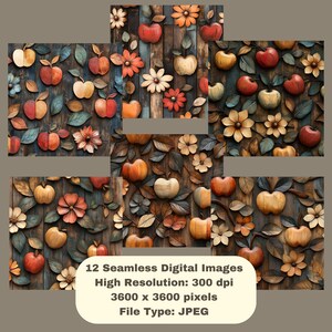 Wooden Floral Apples Digital Paper, High Quality Seamless Images ...