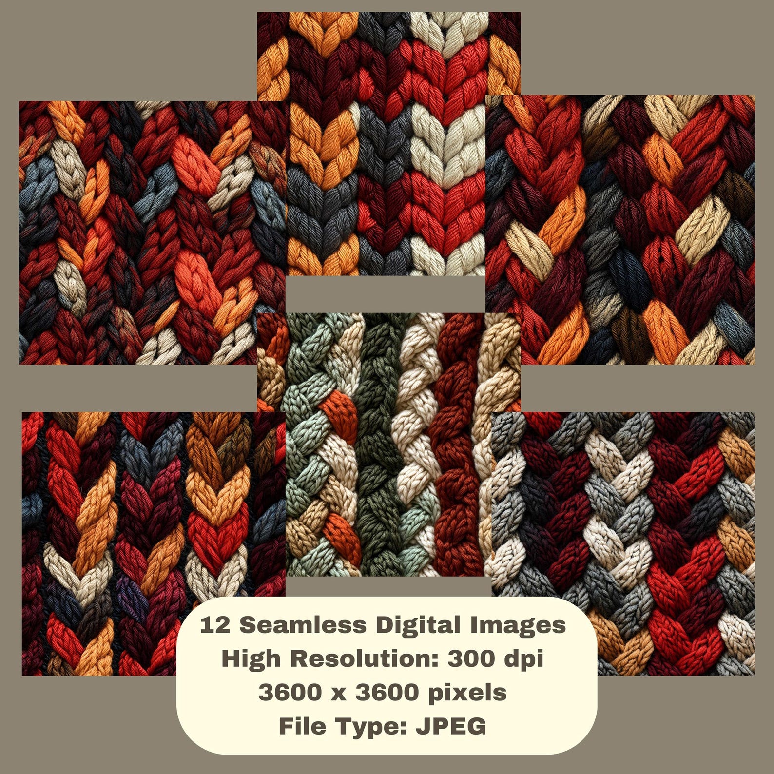 Autumnal Chunky Knit Digital Paper, High Quality Seamless Images ...