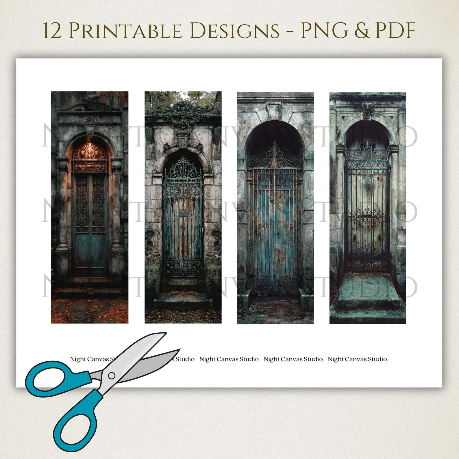 Cemetery Crypt Doors Printable Bookmarks, High Quality Digital Images ...