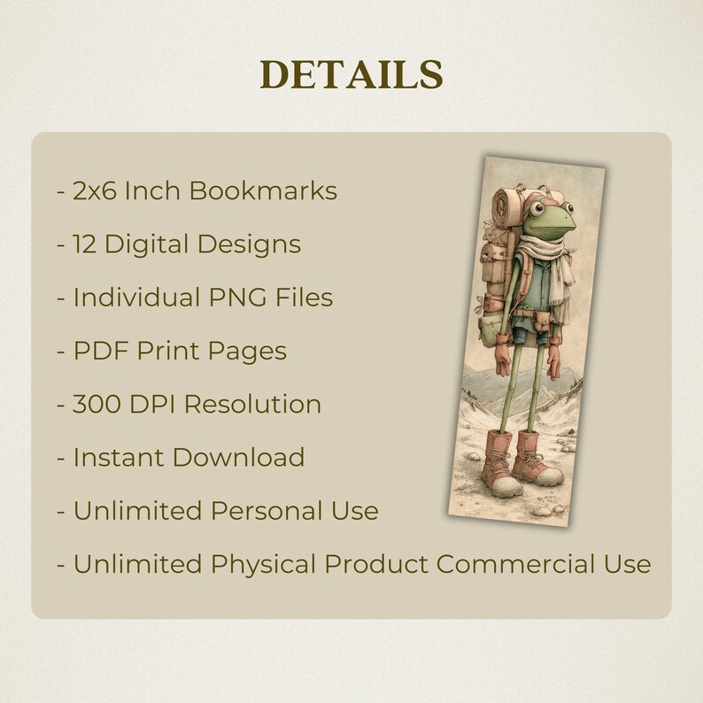Hiking Frogs Printable Bookmarks, High Quality Digital Images ...