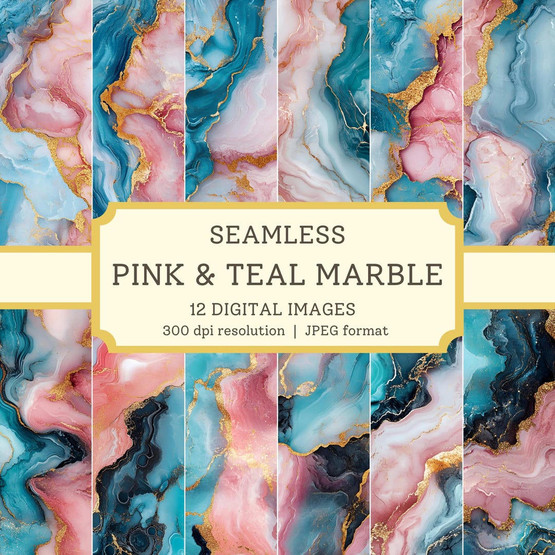 Pink & Teal Marble Seamless Digital Paper, High Quality Images ...