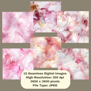 Pink Marble Seamless Digital Designs, Printable Scrapbook Paper ...