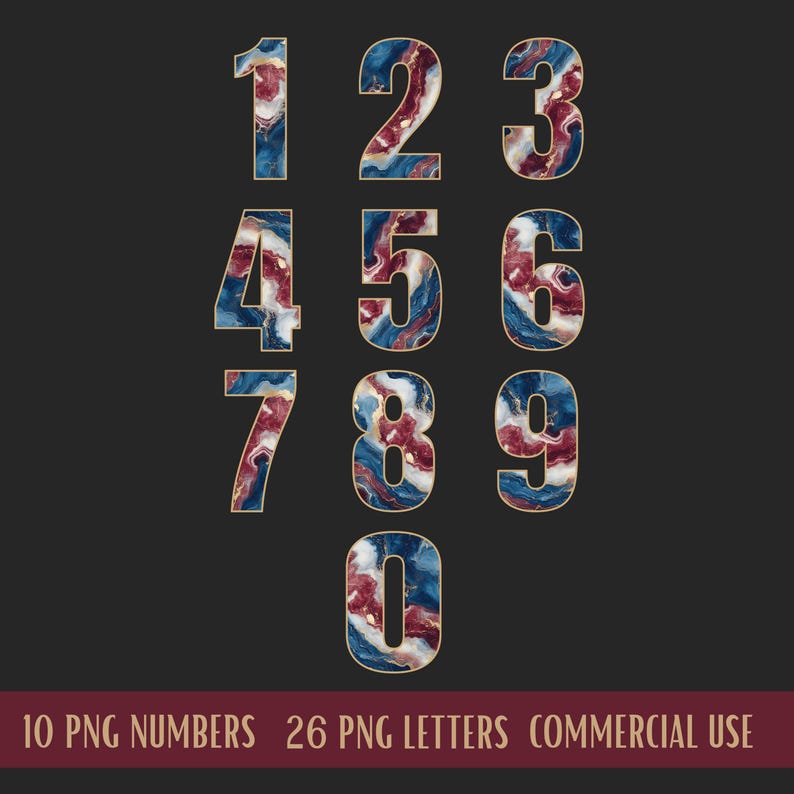 Blue & Maroon Marble Alphabet PNG, A to Z Letters, 0 to 9 Numbers, High ...