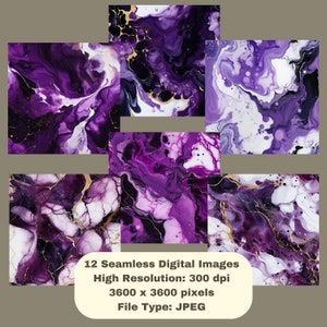 Purple Marble Seamless Digital Designs, Printable Scrapbook Paper ...