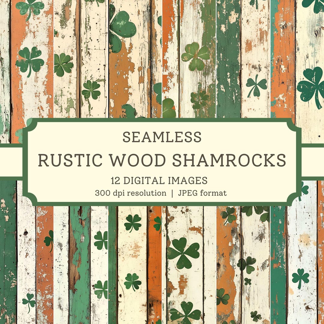 Rustic Wood Shamrocks Digital Paper, High Quality Seamless Images ...