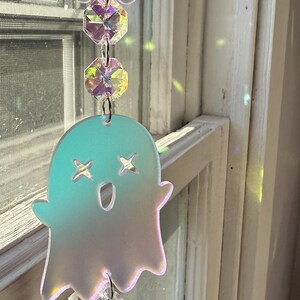 Iridescent Ghost Sun Catcher With Crystal Accents Hanging Home Décor - Etsy